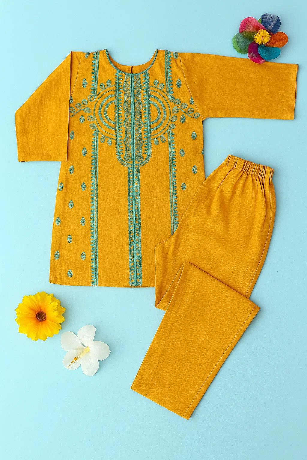 Amber Bloom Embroidered 2 Piece Suit – Kido Threads